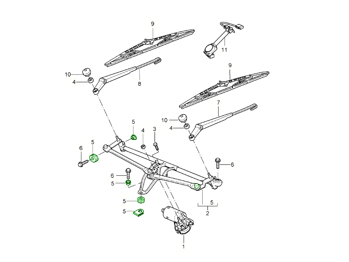 Porsche 997 987 Boxster Cayman Repair kit for front wiper crank drive ...
