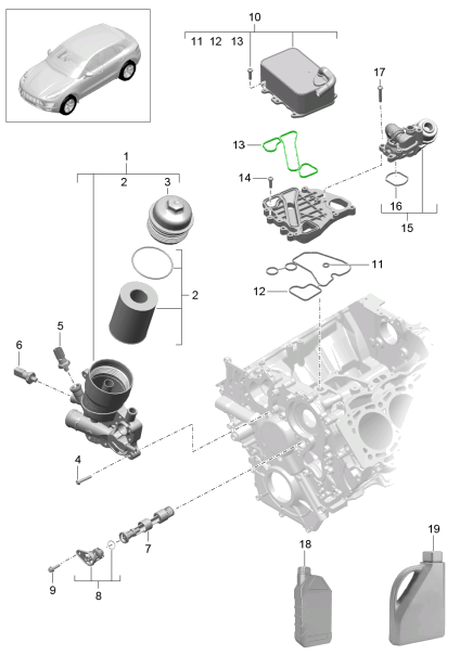 Engine Oil Cooler Intermediate Gasket. Porsche 958 Cayenne / Macan ...