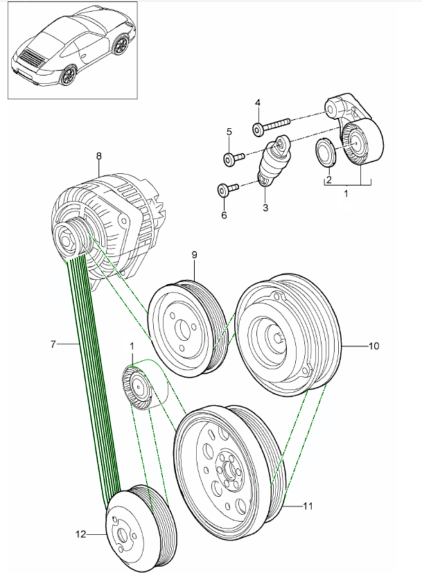 Porsche 997 Drive Belt Porsche 9A110221700 - 0PB903137E | Design 911