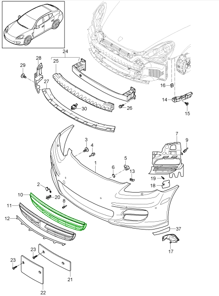 porsche front bumper plastic grilles | Design 911