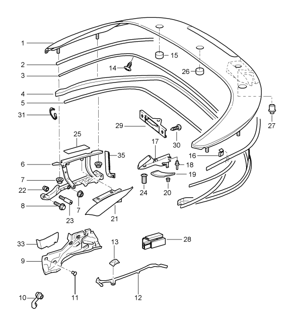 Porsche 996 Cabriolet Roof Flap 99656106102 99656106103 99656106104 ...