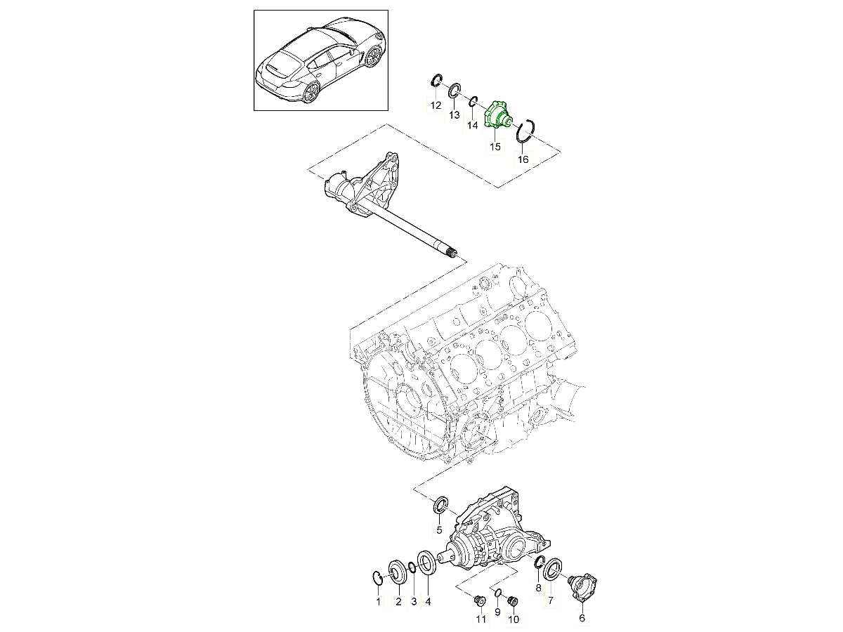 Porsche 970 Panamera >>2010 Driveshaft flange 97033221000 - 97033221000 ...