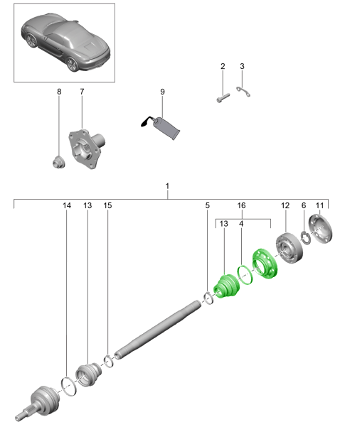 Porsche Boxster Cayman CV joint boot kit 98733295500 - 98733295500 ...