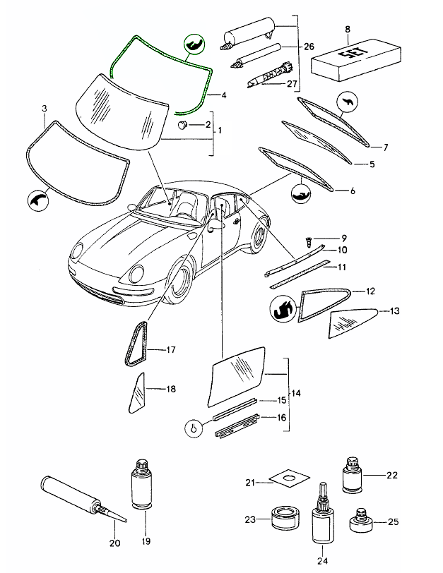 Porsche 993 Front inner windscreen seal 99354143501 - 99354143501 ...