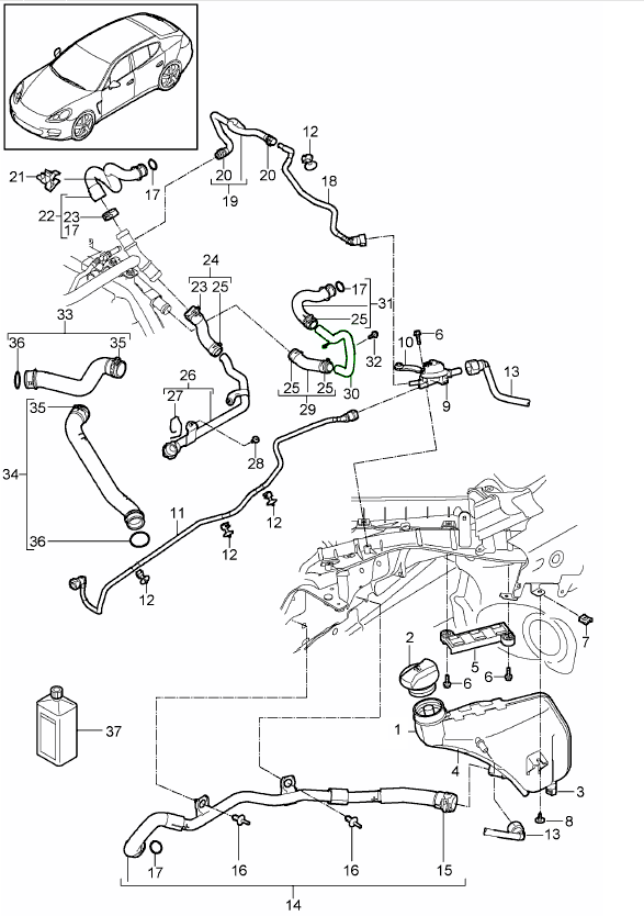 Porsche 970 Panamera Heating tube 97010641101 97010641102 - 97010641102 ...