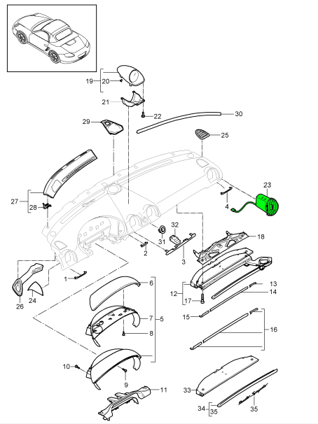 Porsche 987 Boxster Cayman Side Air Vent 98755213106FRA 98755213111FRA ...