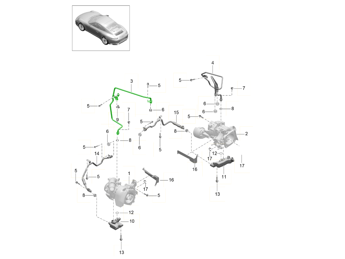 Porsche 991 Turbocharger oil line 9A210722301 - 9A210722301 | Design 911