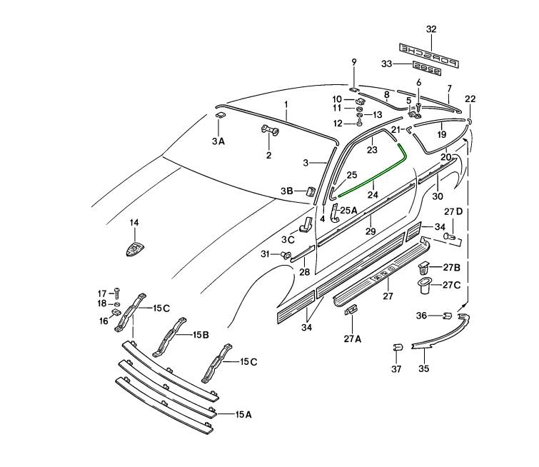 Genuine Porsche & Reproduction Exterior Chassis Mouldings | Body Trim ...