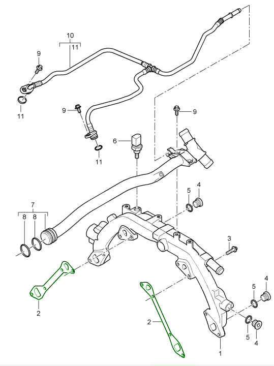 Original Porsche 94810615401 Water coolant distributor tube seal for ...