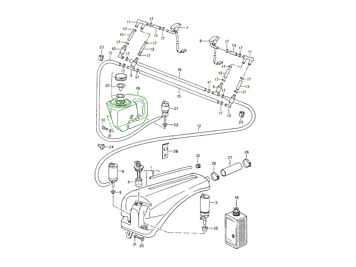 Porsche 911 964 993 Intensive Windscreen Washer Reservoir 96452801902 ...