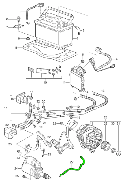 Porsche 997 Ground Strap Engine Body 99760703404 - 99760703404 | Design 911