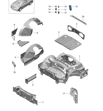 Ventilation frame rear compartment. Porsche 981 Boxster / Cayman / 718 ...