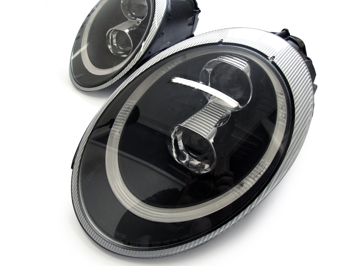 HEADLAMP DUAL PROJECTOR XENON + AURORA LIGHT Porsche 997 05-08 BLACK ...