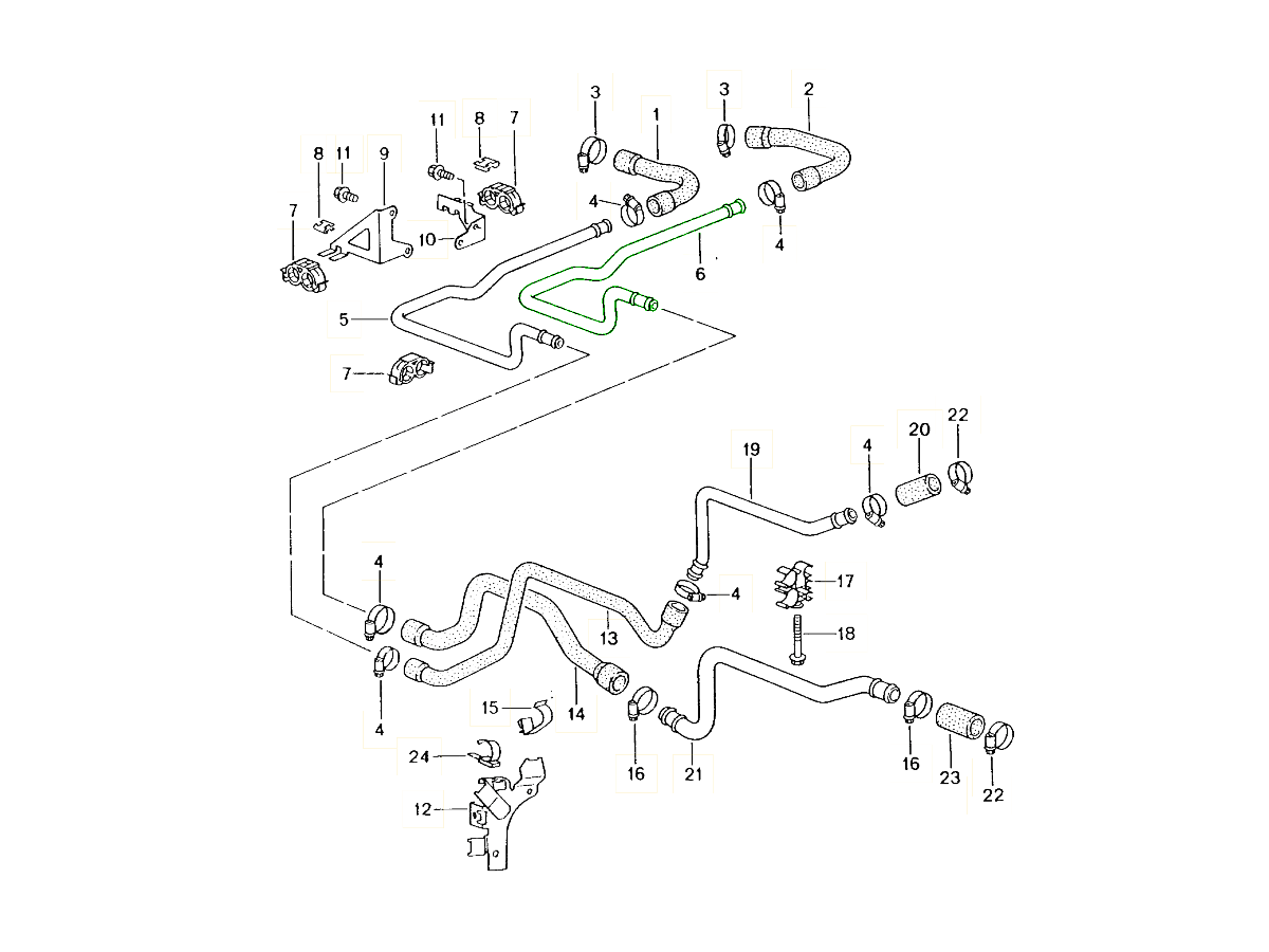 Water coolant pipe return. Porsche 996 turbo / 996 GT3 / 997.1 turbo ...