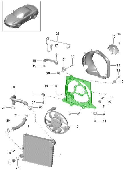 Porsche 991 Radiator Water Fan bracket 99110615502 99110615602 ...