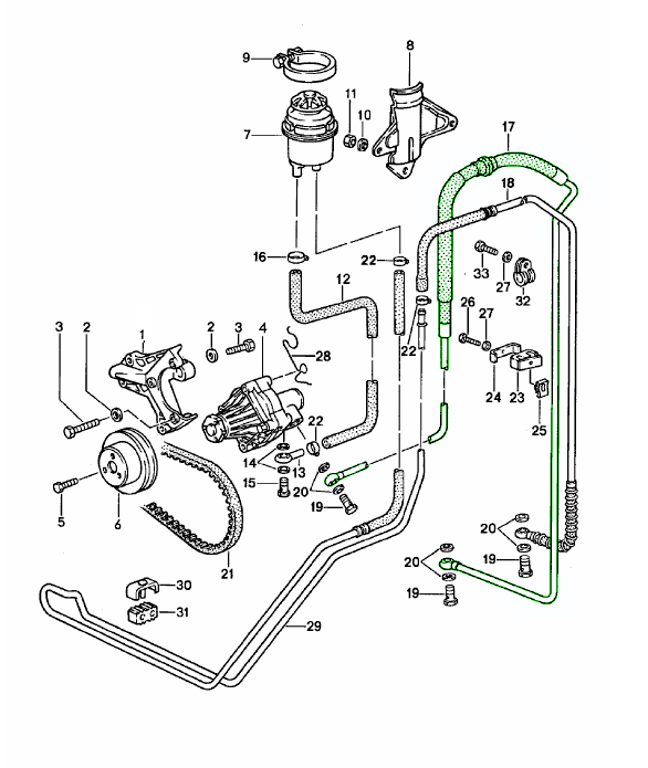Porsche 928 Power steering pump pressure line 92734744702 - 92734744702 ...