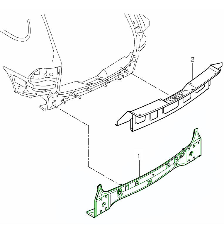 Porsche 958 Rear end centre reinforcement panel 95850130300GRV ...