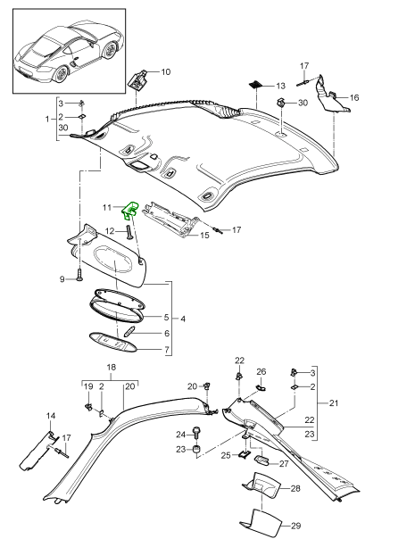 Porsche Sun Visor Support 9967313410001C 9967313420001C ...