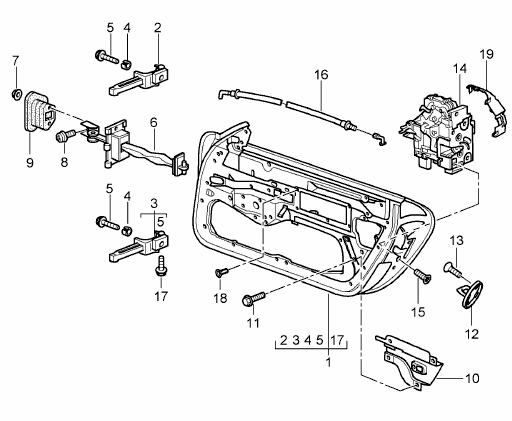 Inner Door Release Bowden Cable Porsche 996 / 986 Boxster - 99653732003 ...