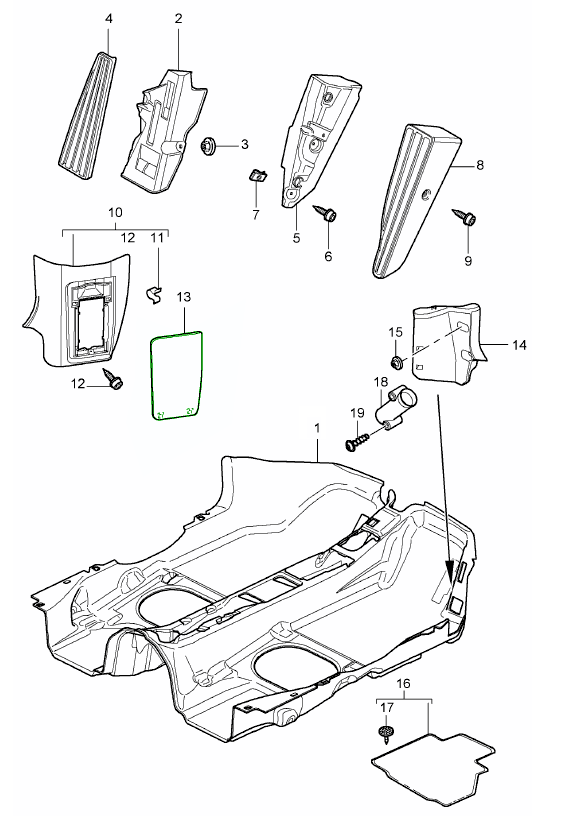 Porsche Boxster Cayman 997 Fuse box lid 9975516210001C - 9975516210001C ...