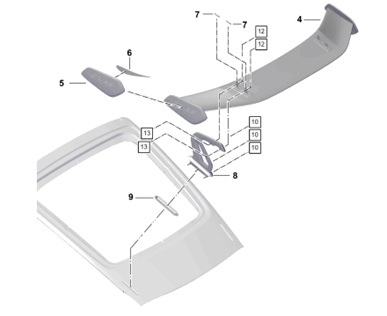 Rear wing riser. Porsche 718 Cayman GT4 RS 9GT827465D 9GT827466D ...