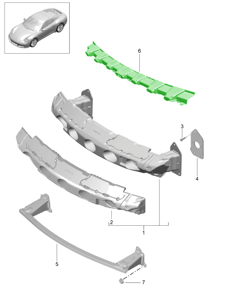 Porsche 991.2 Front bumper protective bar insert 99150578701 ...