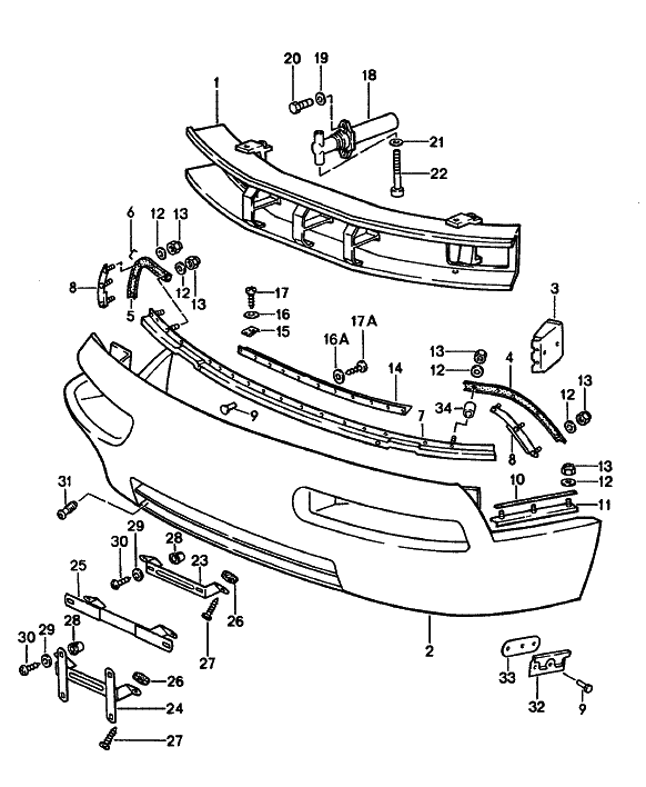 Porsche 928 Front Bumper Retaining Strip 9285050320 92850503420 ...