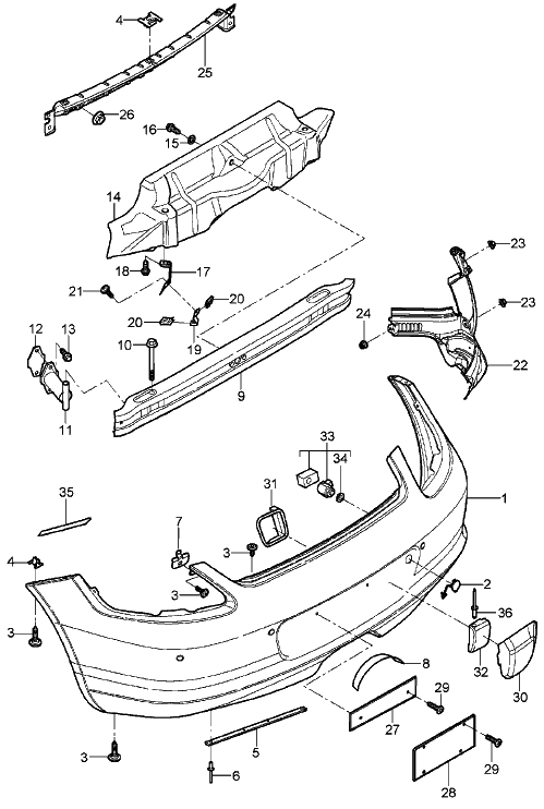 Porsche Rear Bumper Brackets, Retainers & Braces | OEM Mounting ...