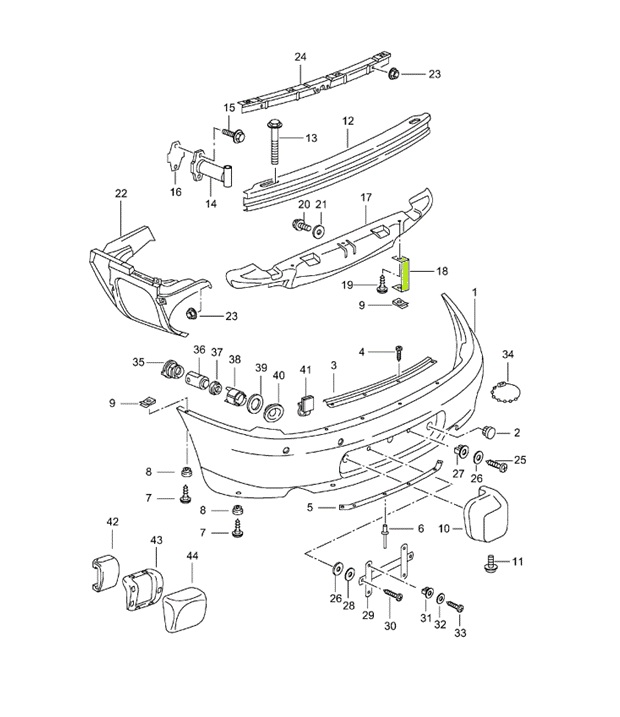 Rear bumper holding strap. Porsche 996 Carrera 2 / Carrera 4 ...