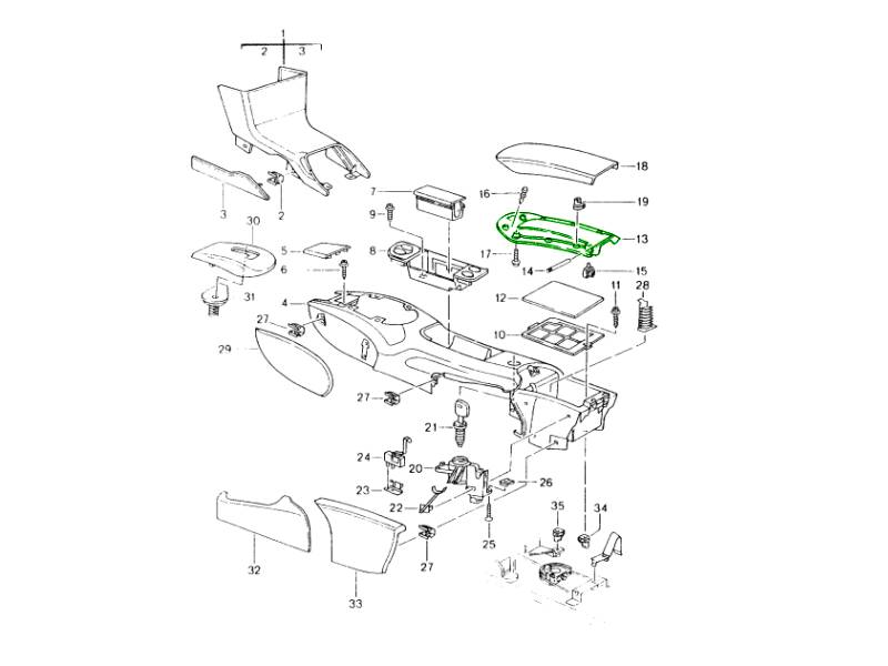 Cover For Centre Console, Satin Black. Porsche 986 Boxster / 996 ...