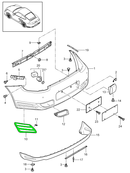 Porsche 997 Rear Bumper Air Duct Frame 9975056640001C 9975056630001C ...