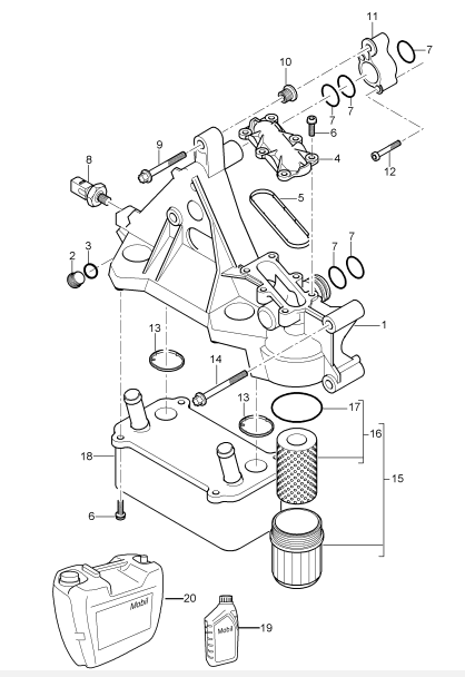 Porsche 94810727603 / 94810727602 Engine oil heat exchanger for Porsche ...