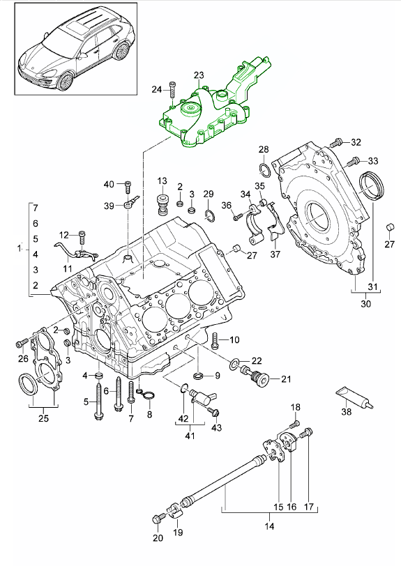 Porsche 958 Cayenne Crankcase cover bleeding 95810124704 - 95810124704 ...