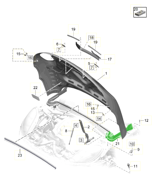 Original Porsche 95B823731A 95B823732A Seal for water box for Porsche ...
