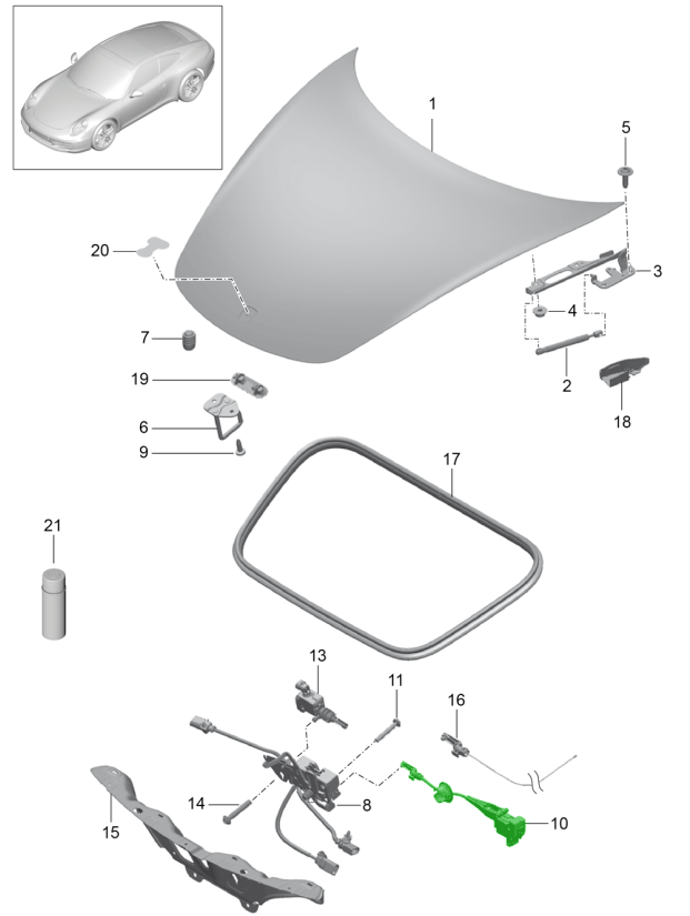 Porsche 991 Bonnet lock motor actuator 99150411701 - 99150411701 ...
