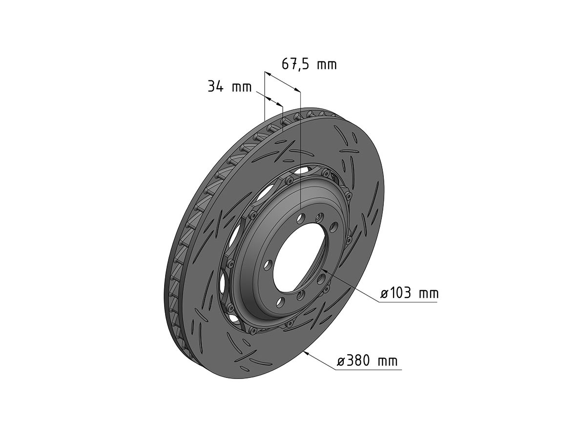 Two piece brake disc rotor, Front. Formula:R. Porsche 997.2 GT3 / GT3 ...