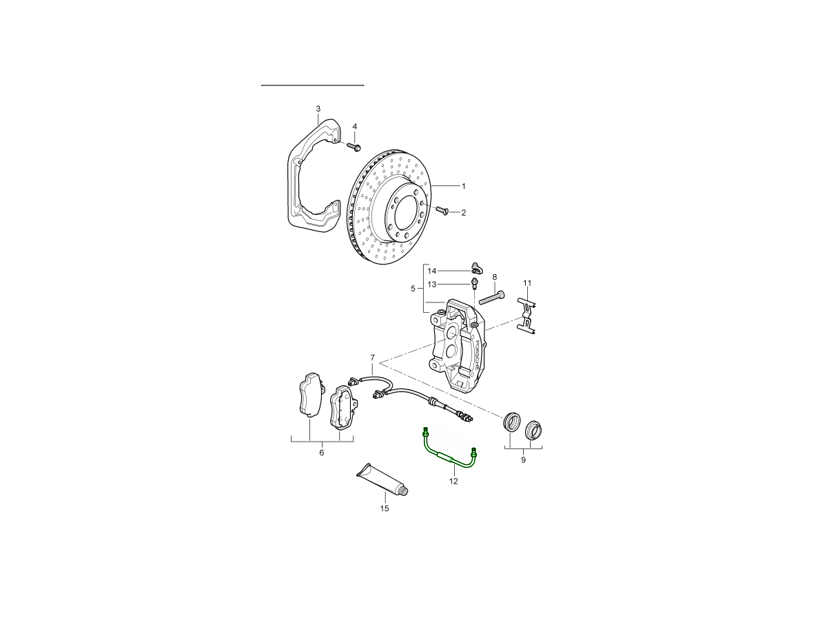 99735196101 Brake Caliper Connecting Line - Rear. Porsche 997.1 GT2 ...