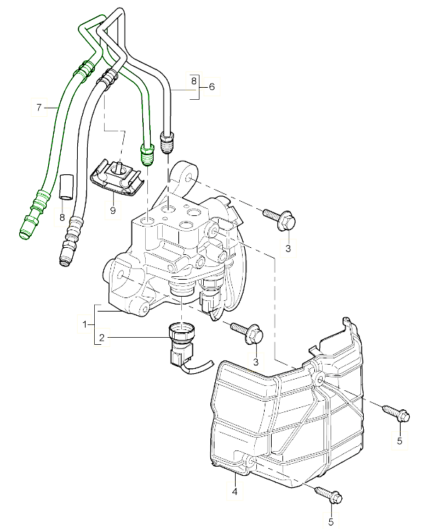 Porsche 957 Cayenne Return line for PDCC anti roll bar 95535912402 ...