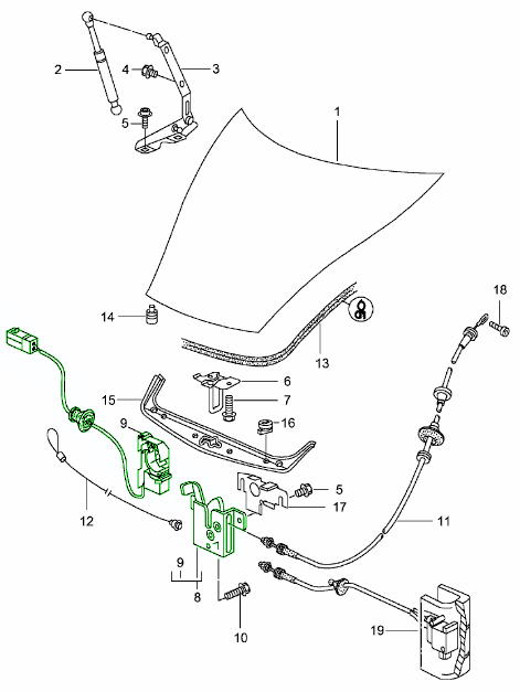 Porsche 986 Boxster 996 Front bonnet lock Lower part 99651105301 ...