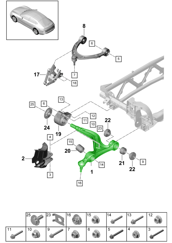Lower wishbone complete Porsche 971 Panamera Basic Load Group 1 ...