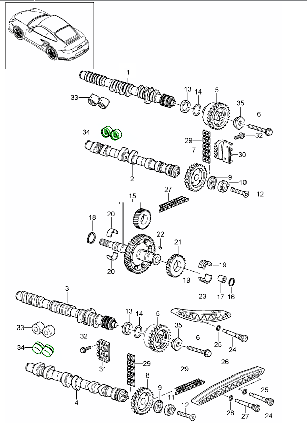 Porsche 997 Turbo Camshaft hydraulic valve tappet exhaust 99610504173 ...