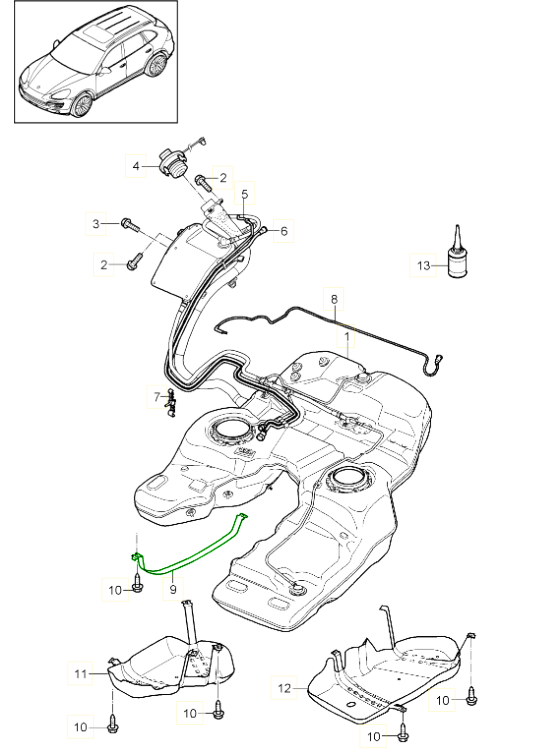 Porsche 955 957 958 Cayenne Fuel tank tensioning strap 95520110700 ...