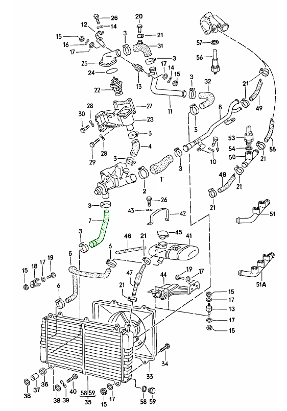 Porsche 924 Radiator Coolant Hose 046121061 - 046121061 | Design 911