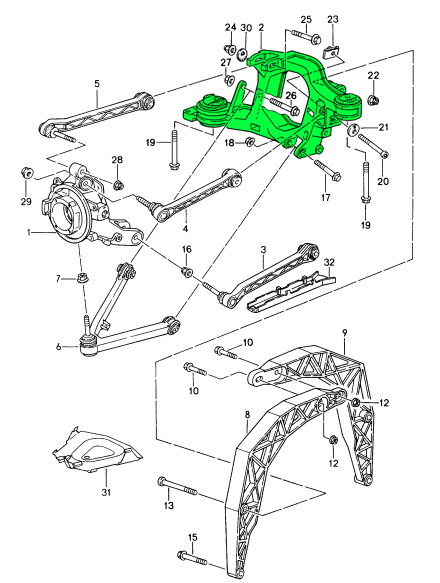 Rear Suspension Side Section for Porsche 993 99333105100 99333105200 ...
