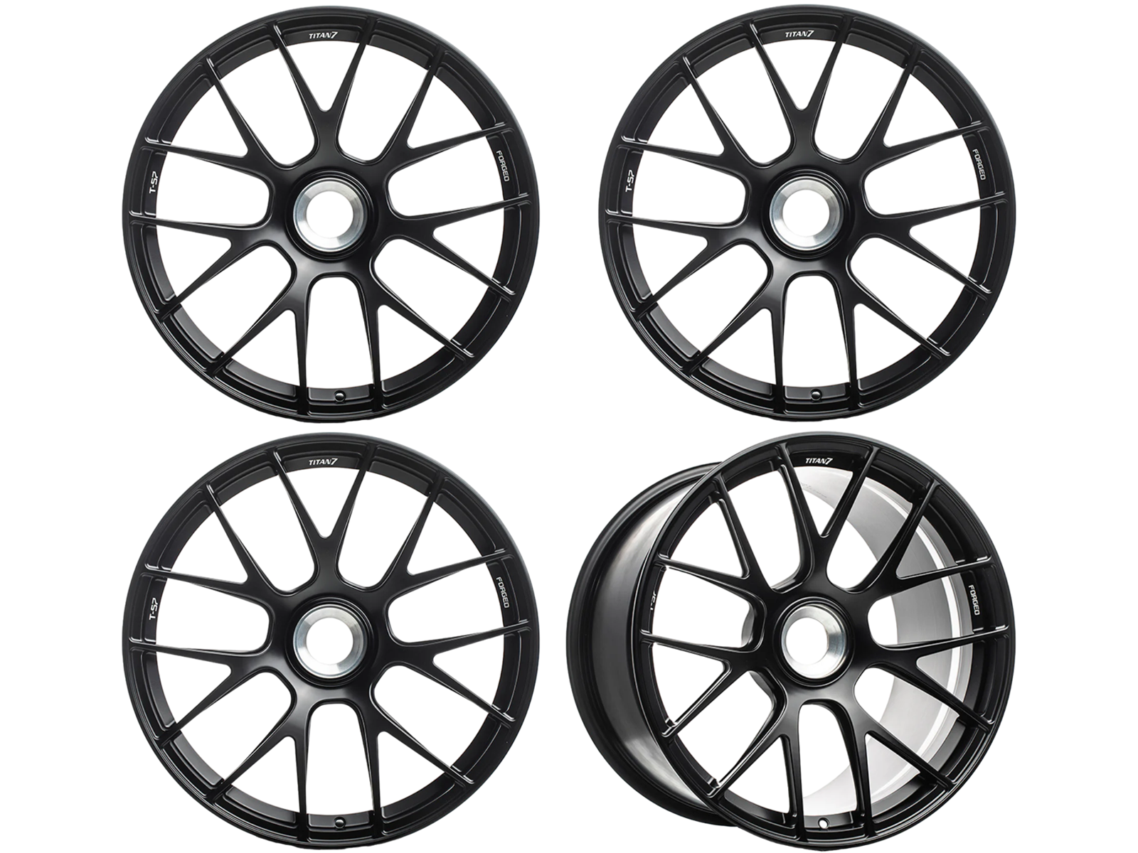Titan 7 Forged T-S7 7Y Spoke Centrelock Alloy Wheel Set Machine Black ...