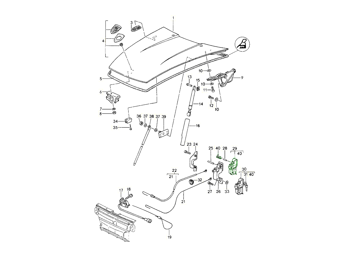 Porsche 993 COUPE Front Bonnet Release Handle 9935380710101C ...