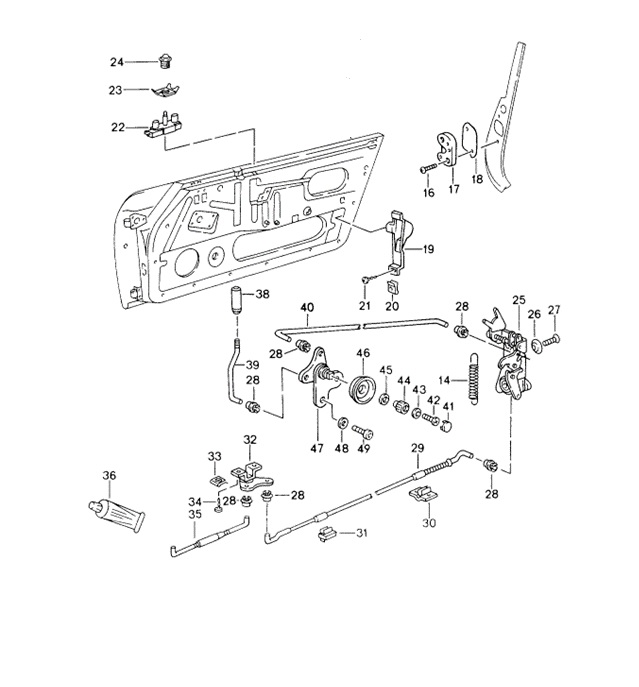 Tension spring door lock. Porsche 911 / 964 - 99353116501 | Design 911