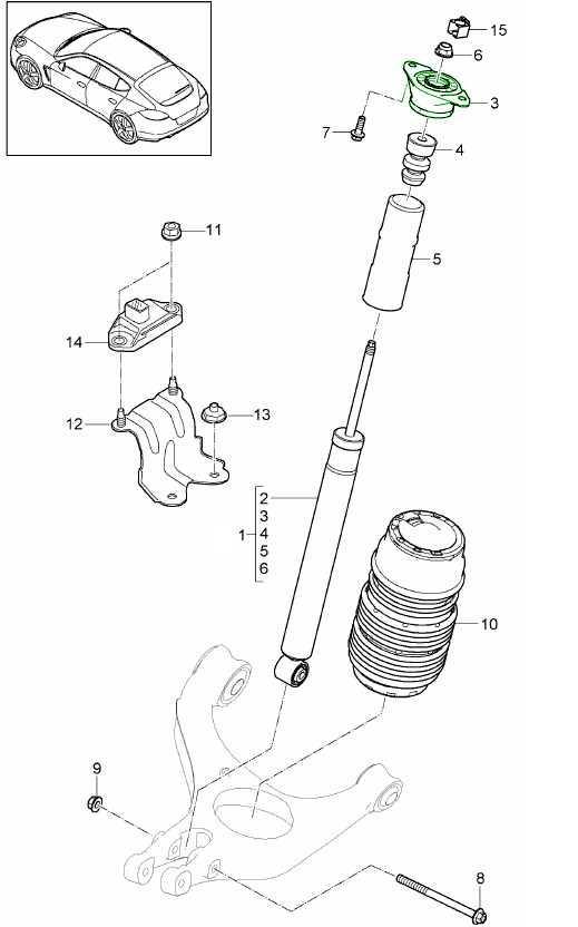 Rear shock absorber top mount Porsche Panamera 970 2010-16 ...