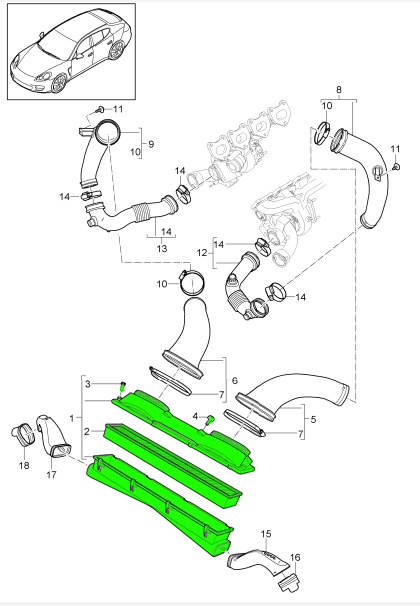 Porsche 970 Panamera Air Box Housing with Panel Filter 97011002102 ...