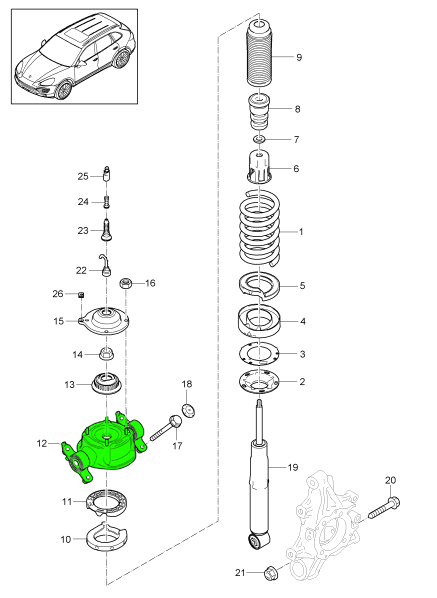 Porsche 958 Cayenne Shock Absorber Top Mount 95833330100 95833330200 ...